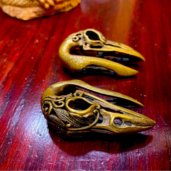 Jewelry | Brass Raven Engraved Ear Weightsbest For 16mm And Up | Poshmark
